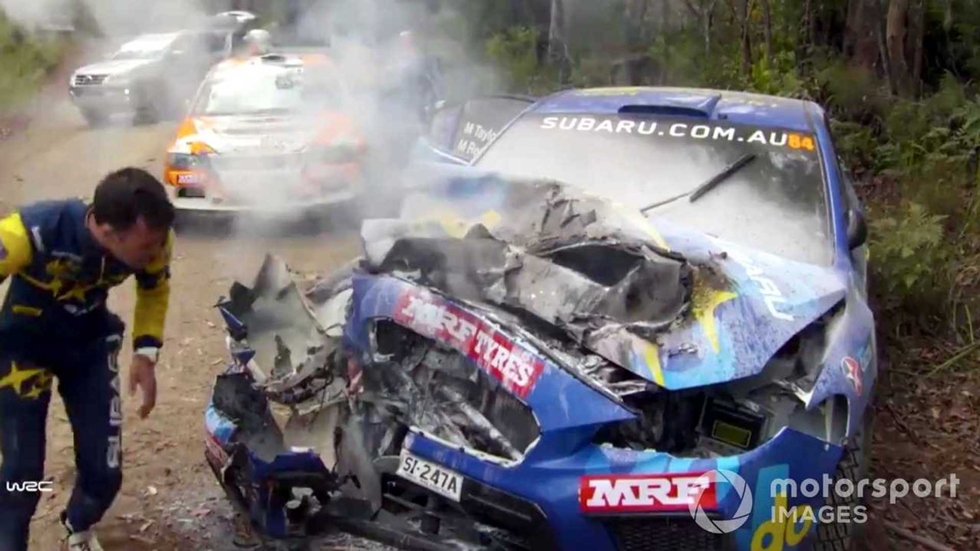 Watch this brutal crash at Rally Australia