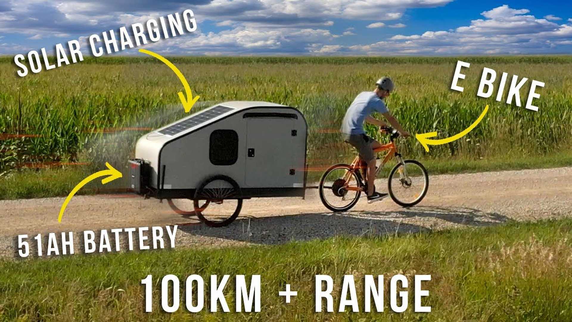 Watch This Guy Electrify His Bike To Tow A DIY Camper Trailer