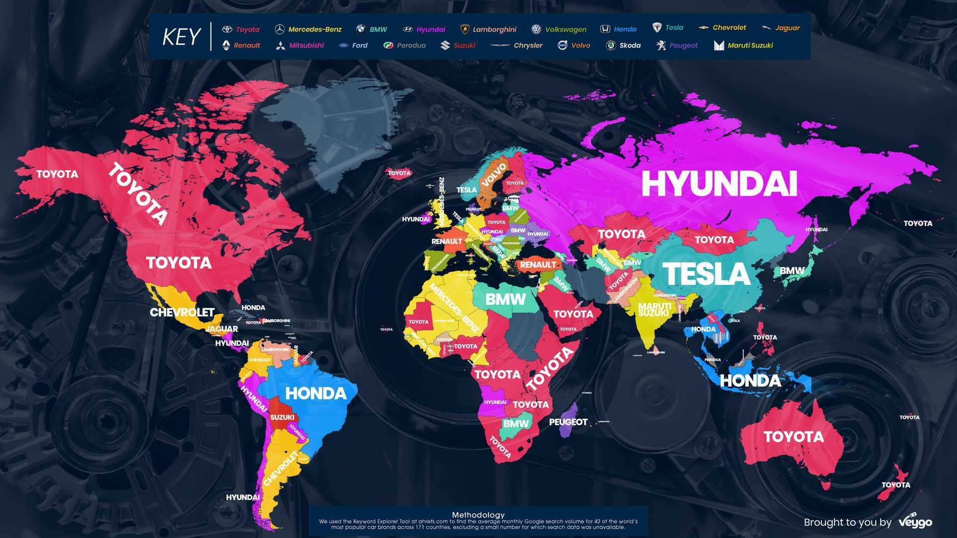 Las marcas de coches más buscadas en Google, por país