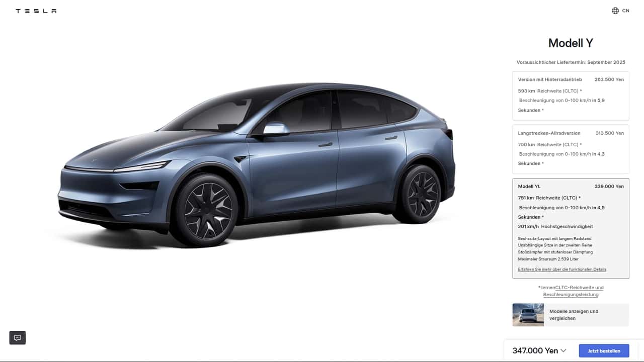 Tesla Model Y L offiziell vorgestellt: 6 Sitze und mehr Stauraum