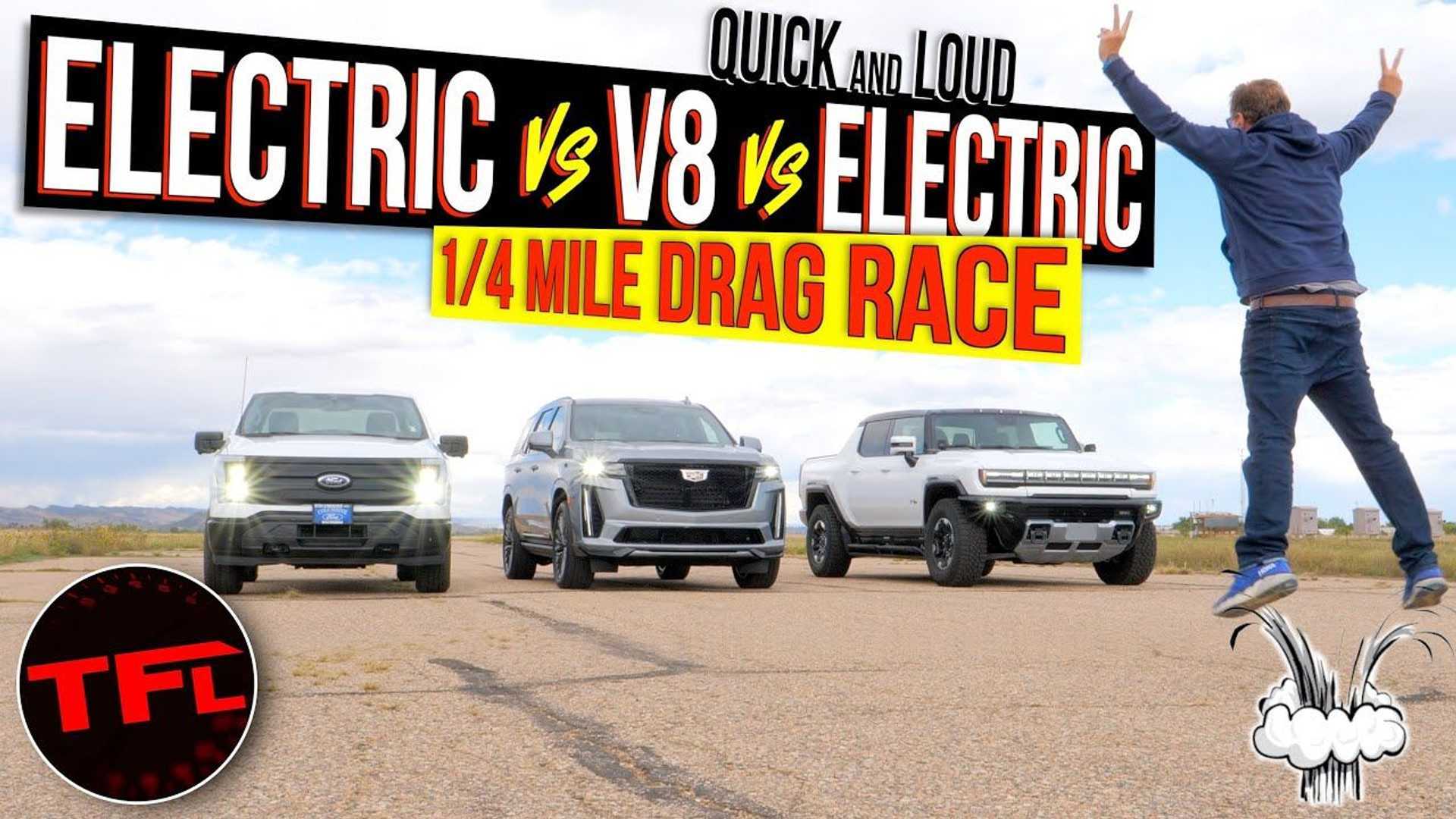 Watch Ford F-150 Lightning And Hummer EV Race Cadillac Escalade-V