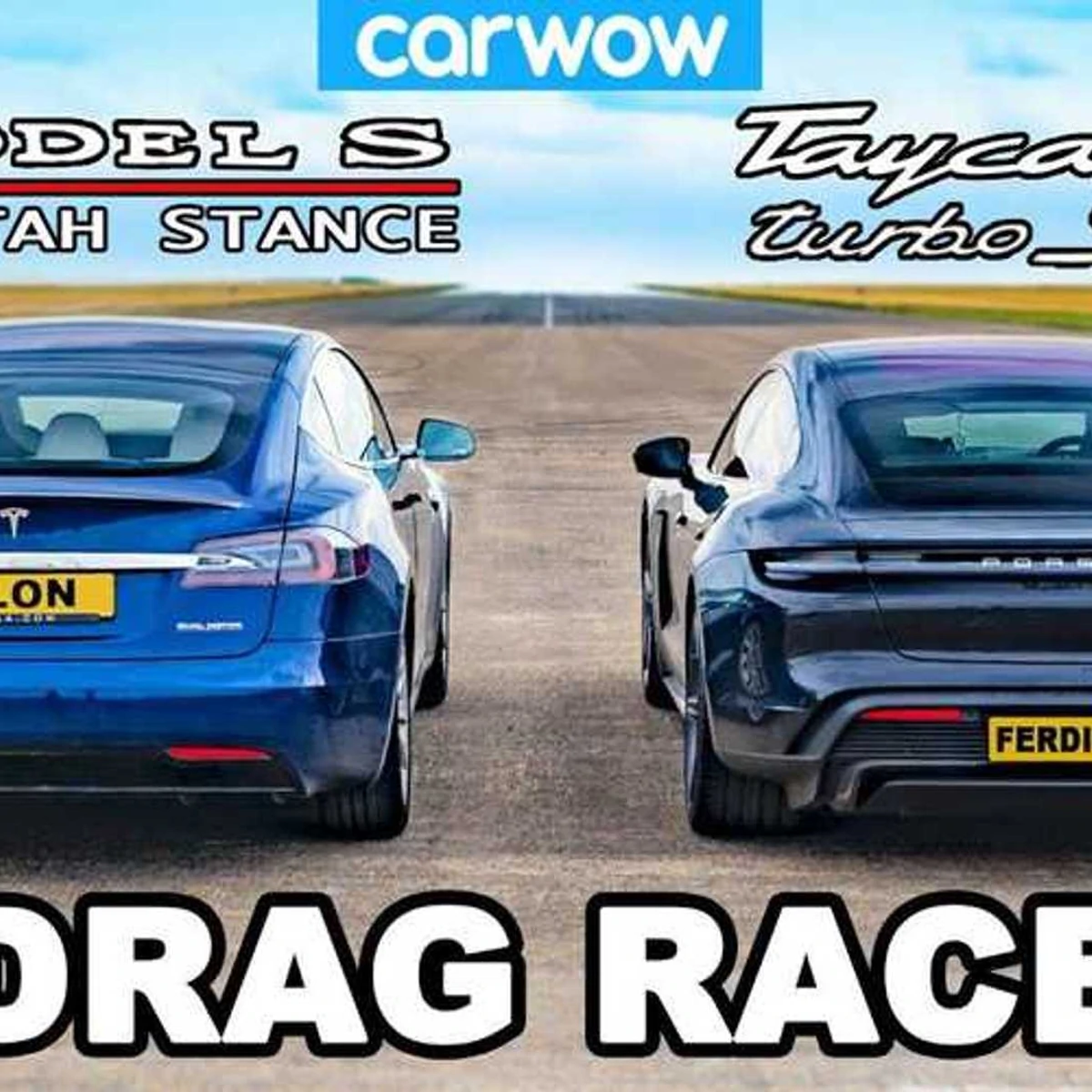 Watch Tesla Model S Raven With Cheetah Race Porsche Taycan Turbo S