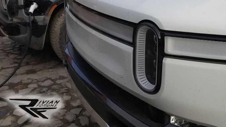 Rivian R1T Electric Pickup Truck Shows Up In White, Covered In Dirt