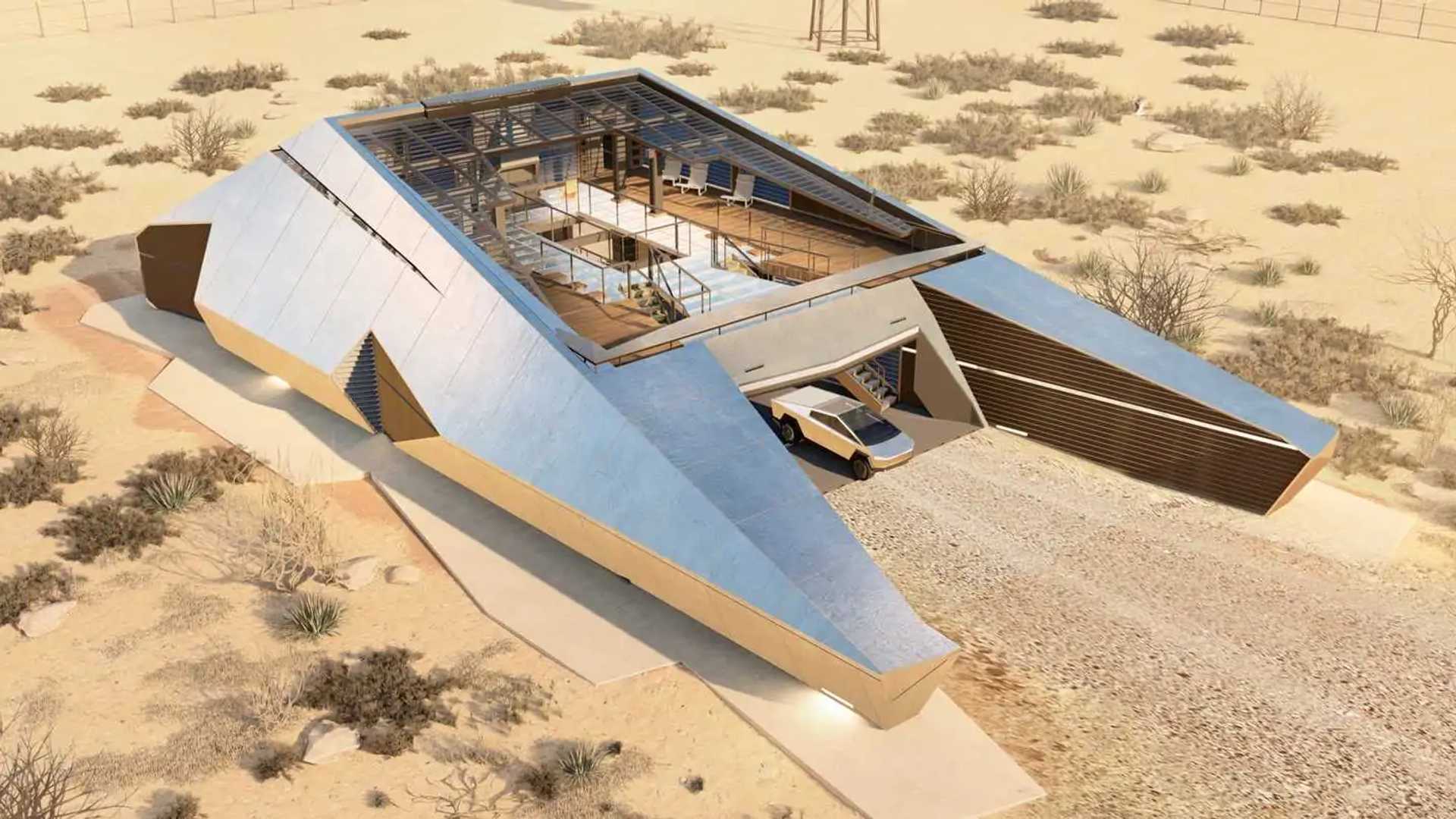 Cyberhouse Protects Against Nukes, Has Tesla Cybertruck Elevator