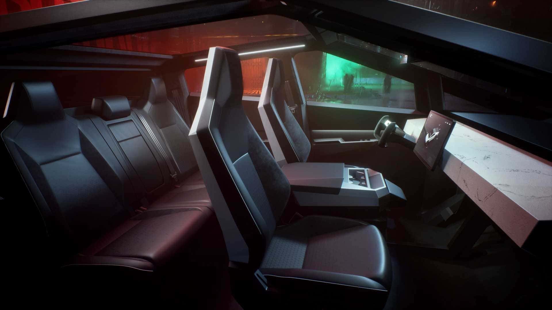 Tesla Cybertruck: Neue Bilder vom Interieur mit Ambientelicht