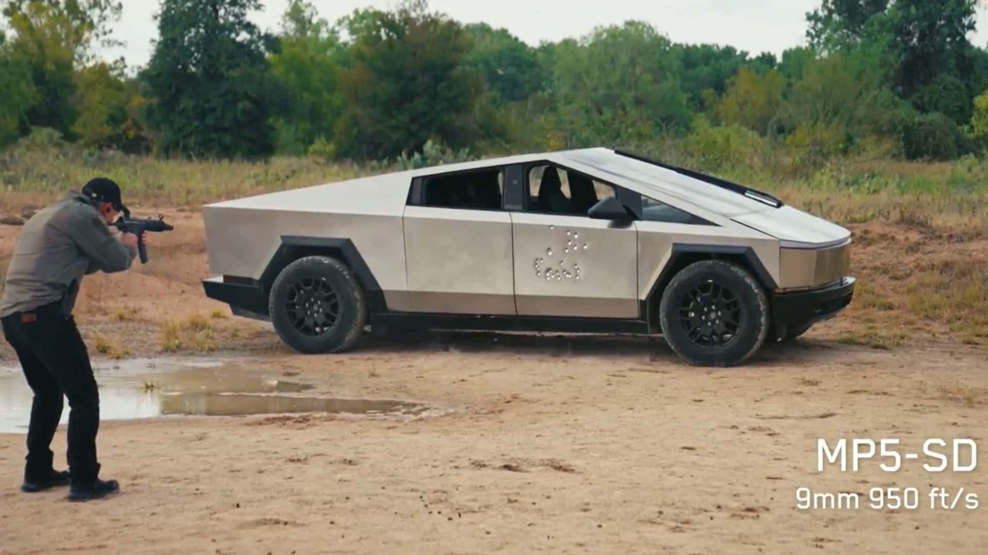 Watch The Tesla Cybertruck Stop Bullets Fired From Three Different Guns