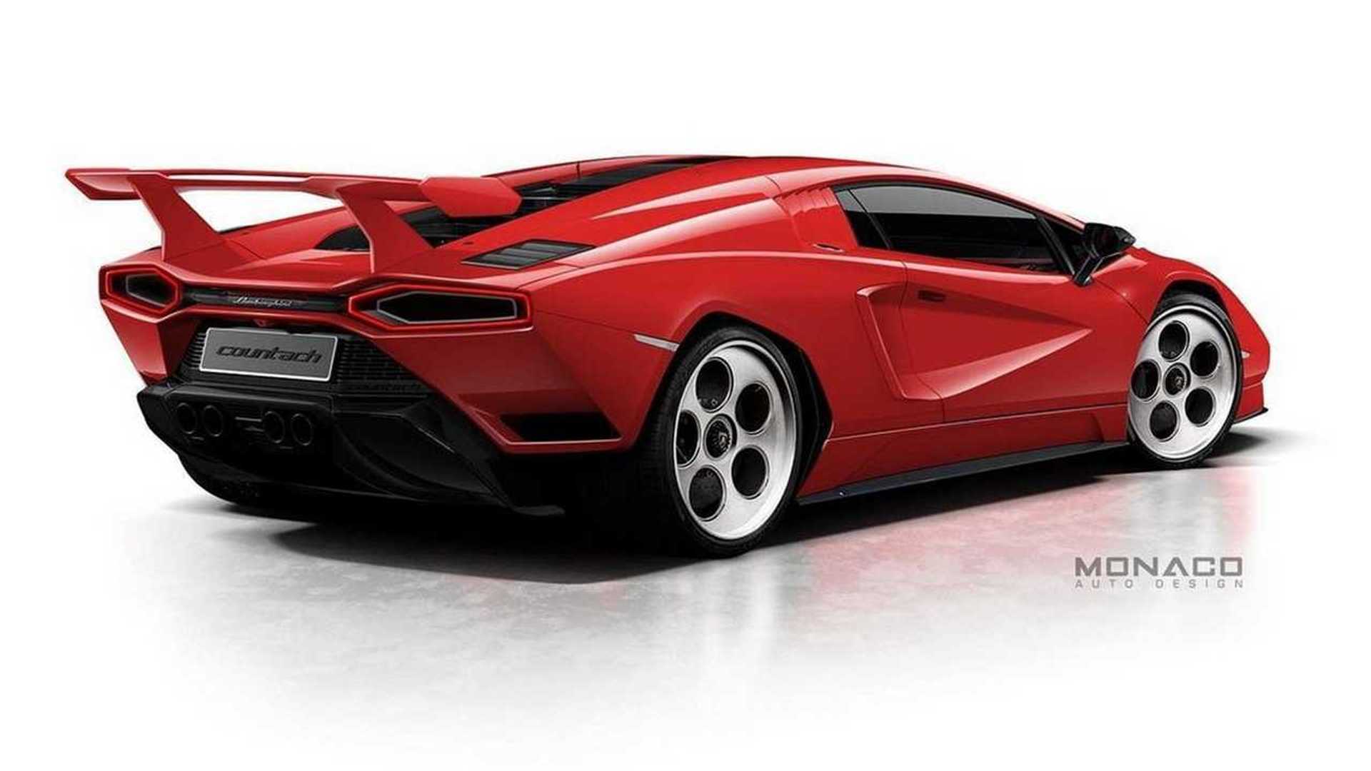 Lamborghini Countach, render, alettone, roadster