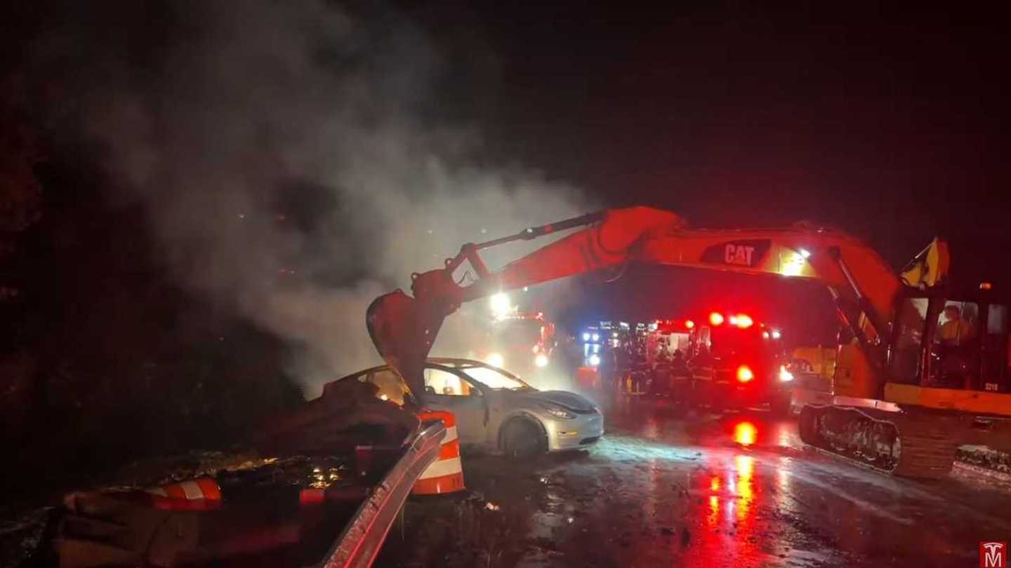 Watch Tesla Model 3 On Fire After Hydroplaning Accident