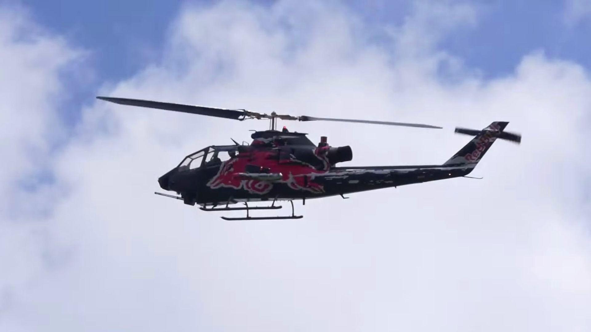 Red Bull Cobra Helicopter Slashes Airport Building With Blades