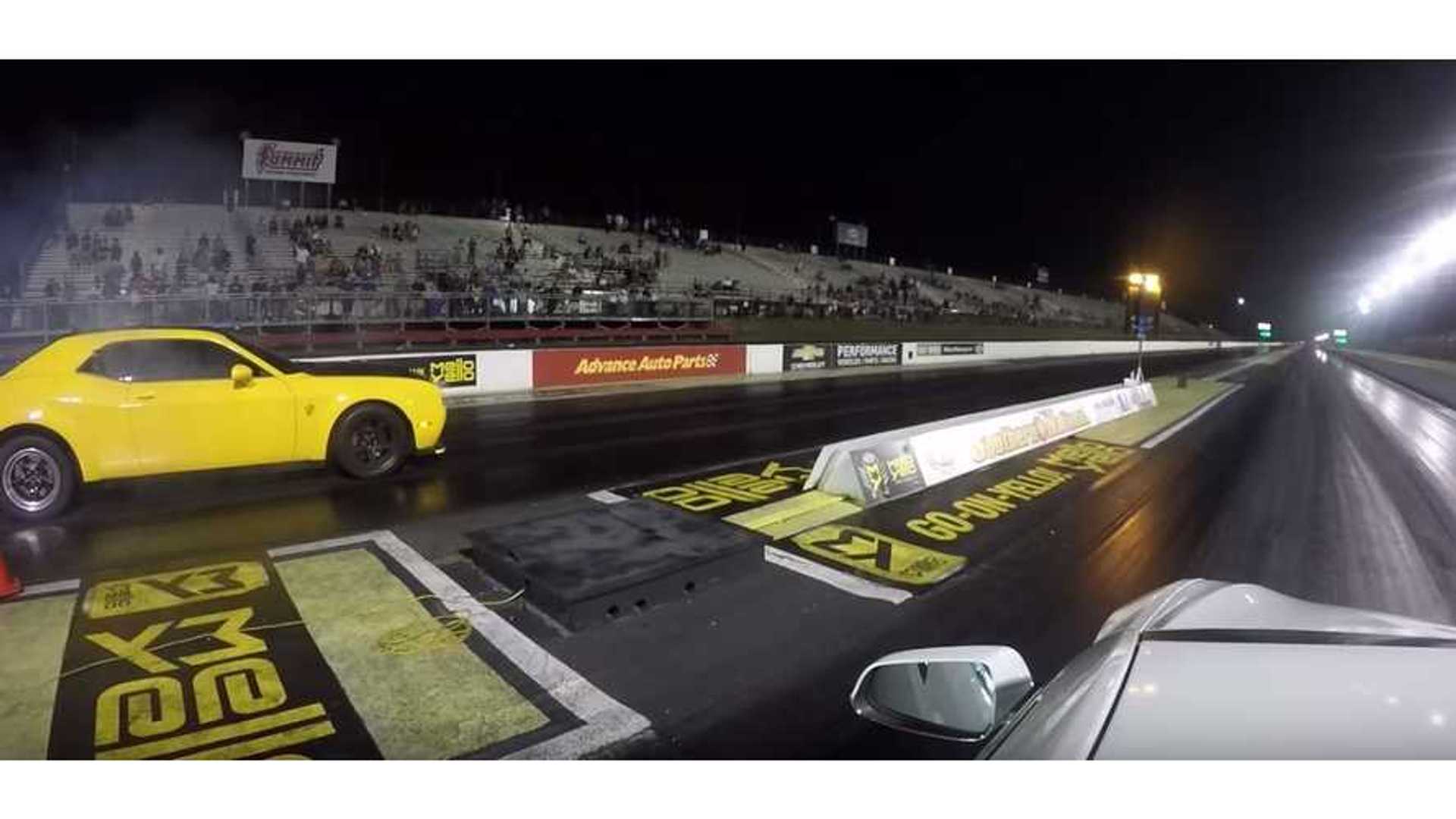 Watch Tesla Model S P100D Smoke Pair Of Dodge Demons