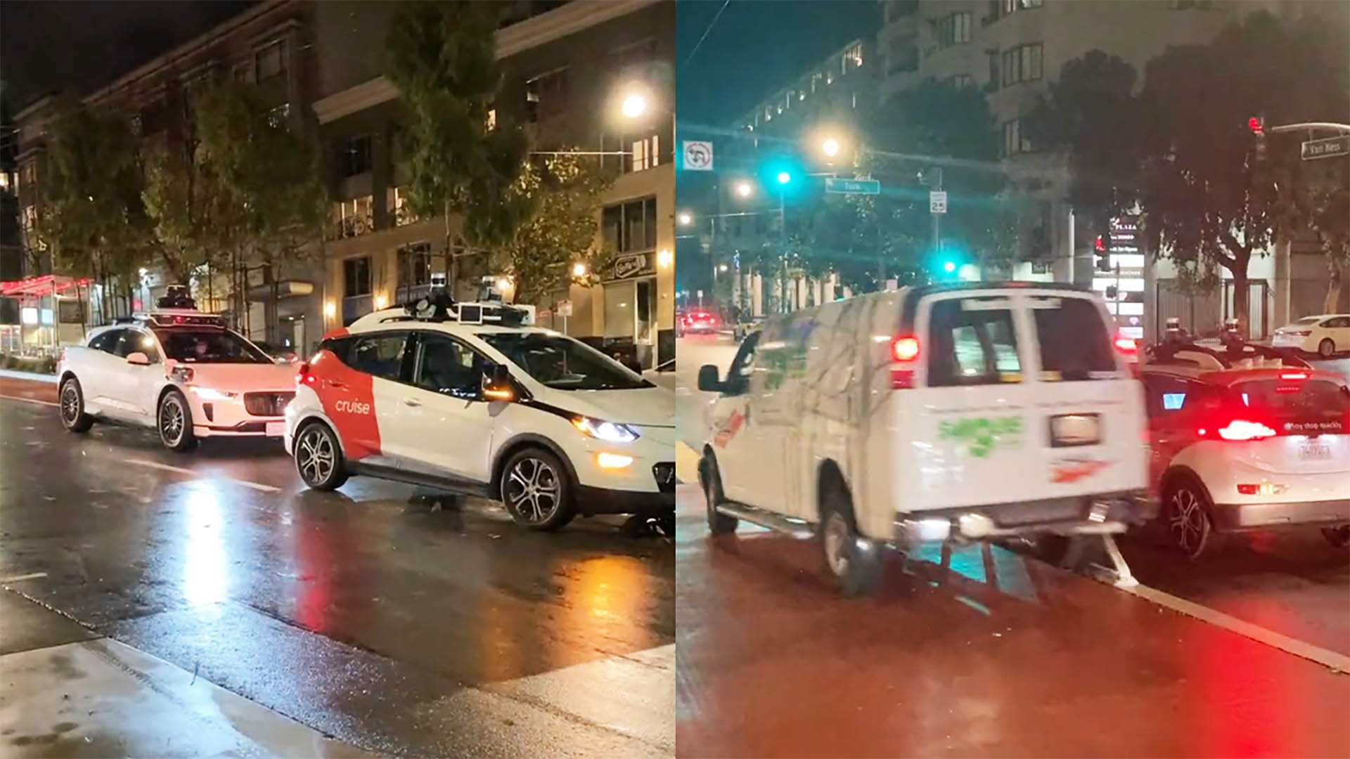 Watch A GM Cruise Autonomous Chevy Bolt Get Stuck In Traffic Without Watch A GM Cruise Autonomous Chevy Bolt Get Stuck In Traffic Without